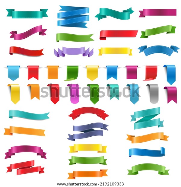 Ribbons Big Collection White Background Gradient Stock Vector (Royalty ...