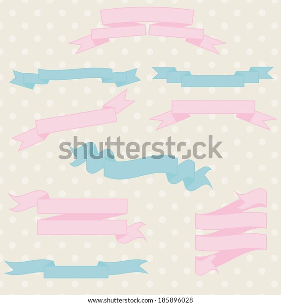 Ribbons Set Collection Pastel Colors Pink Stock Vector (Royalty Free ...
