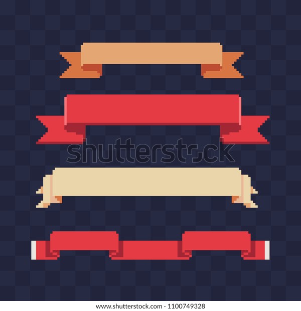 Ribbons Set Pixel Art Style Banners: vetor stock (livre de direitos ...