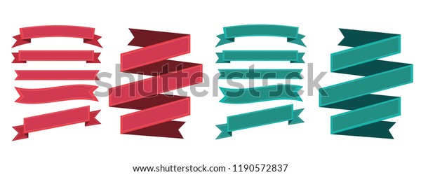 Ribon Icon Set Green Red Ribon Stock Vector (Royalty Free) 1190572837