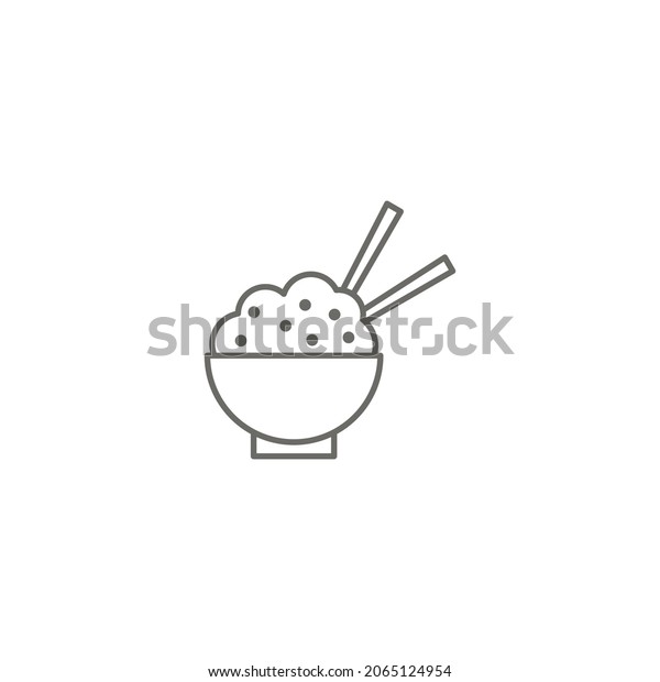 Rice Bowl Outline Icon Vector Illustration Stock Vector (Royalty Free ...
