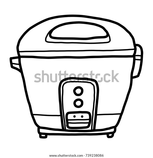 Rice Cooker Cartoon Vector Illustration Black 库存矢量图（免版税）739238086