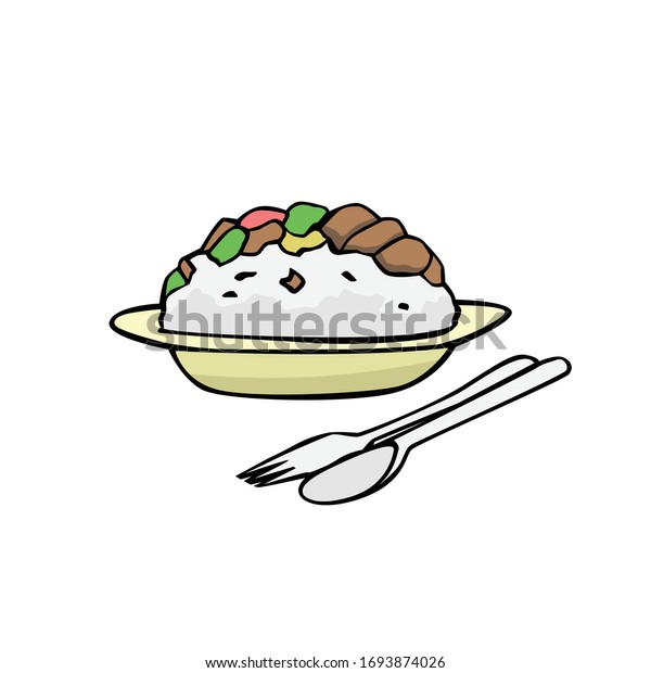 Rice Food Drawing Style Vector Stock Vector (Royalty Free) 1693874026 ...