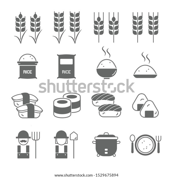 Rice Icon Set On White 1 Stock Vector (Royalty Free) 1529675894 ...