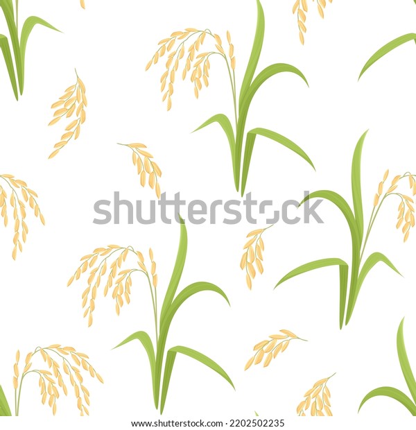 Rice Plant Seamless Pattern Botanical Background Stock Vector (Royalty ...
