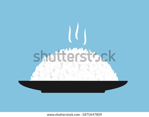 Rice Plate Icon Isolated On Blue Stock Vector (Royalty Free) 1875647809