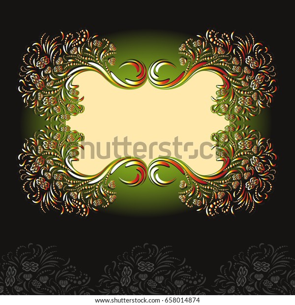Rich Frame Lights Green Black Template Stock Vector (Royalty Free ...