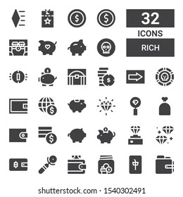 Rich Icon Set Collection 32 Filled Stock Vector (Royalty Free ...