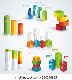 Vektor Stok Modern Infographics Set Diagrams Bar Chart (Tanpa Royalti ...