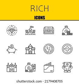 Rich Vector Line Icons Set Diamond Stock Vector (Royalty Free ...
