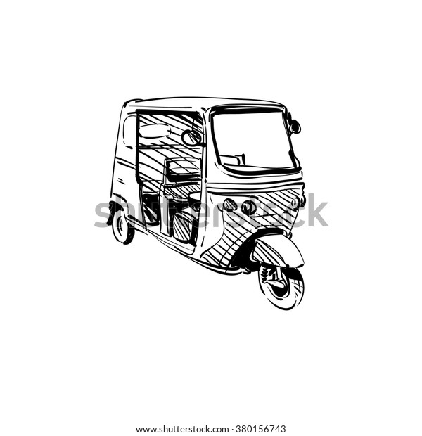 Rickshaw Hand Drawn Silhouette Indian Transport 库存矢量图（免版税）380156743 ...