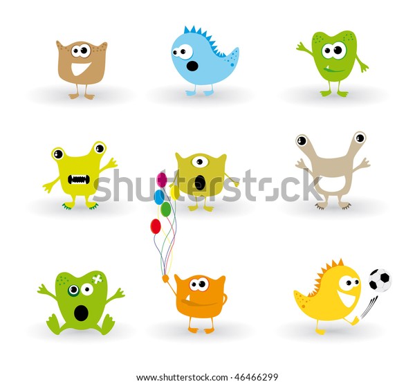 Ridiculous Small Monsters Cute Stock Vector (Royalty Free) 46466299 ...