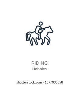 Riding Icon Thin Linear Riding Outline Stock Vector (Royalty Free ...