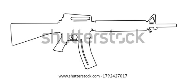Rifle Vector Line Contour Silhouette Isolated Stock Vector (Royalty ...