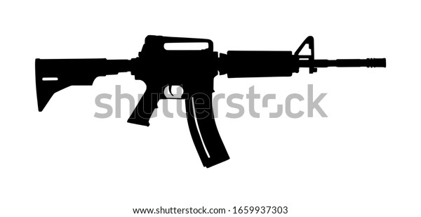Rifle Vector Silhouette Isolated On White Stock Vector (Royalty Free ...