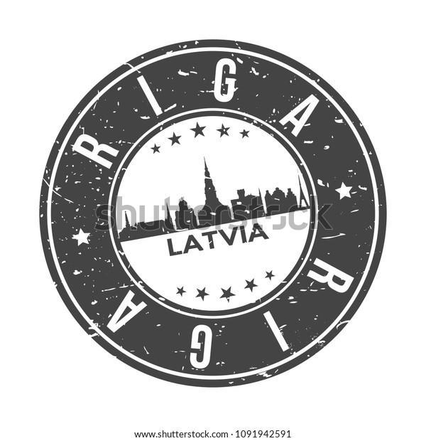 Riga Latvia Round Stamp Icon Skyline Stock Vector (Royalty Free ...