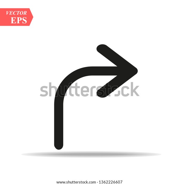 Right Arrow Curved Icon Vector Isolated Stock Vector (Royalty Free ...