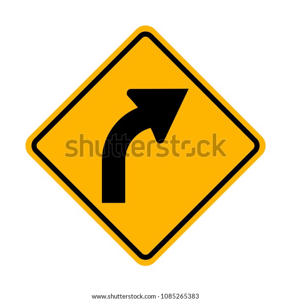 Right Curve Ahead Sign Stock Vector (Royalty Free) 1085265383 Right Curve Ahead Sign Stock Vector (Royalty Free) 1085265383