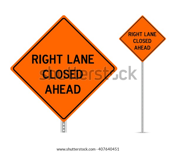 Right Lane Closed Ahead Traffic Sign Stock Vector (Royalty Free ...
