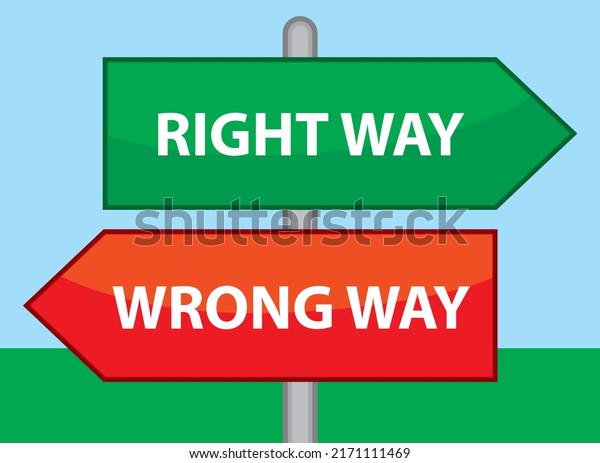 Right Way Wrong Way Road Signs: เวกเตอร์สต็อก (ปลอดค่าลิขสิทธิ์ ...