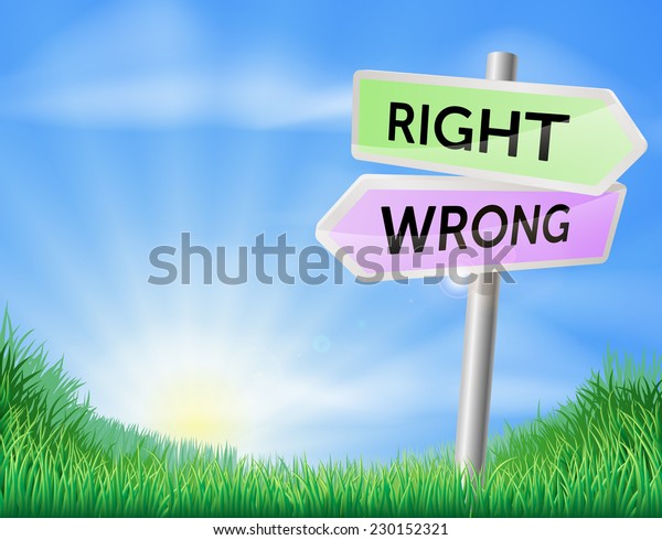 Right Way Wrong Way Sign Concept Stock Vector (Royalty Free) 230152321 ...