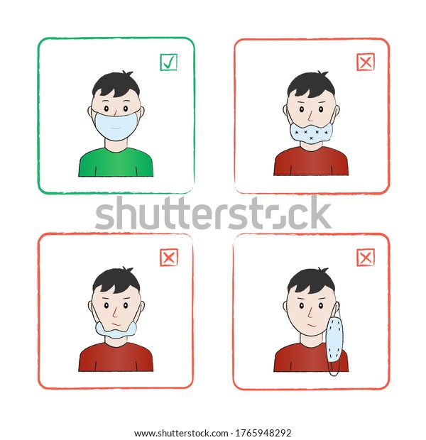 Right Wrong Way Wear Face Mask Stock Vector (Royalty Free) 1765948292 ...