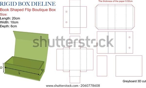 Rigid Box Die Line Book Shaped Stock Vector (Royalty Free) 2060778608 ...