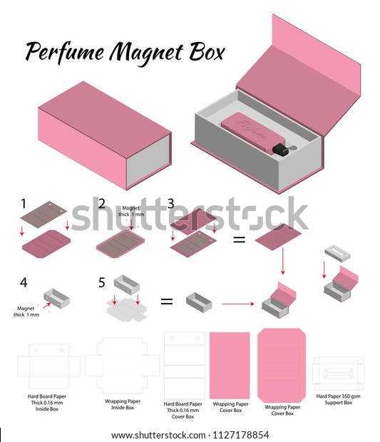 Rigid Box Perfume Mockup Dieline: เวกเตอร์สต็อก (ปลอดค่าลิขสิทธิ์ ...
