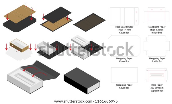 Rigid Magnet Box Template 3d Mockup: vetor stock (livre de direitos ...