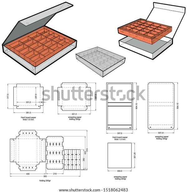 Rigid Magnet Box Template Internal Measurement: เวกเตอร์สต็อก (ปลอดค่า ...
