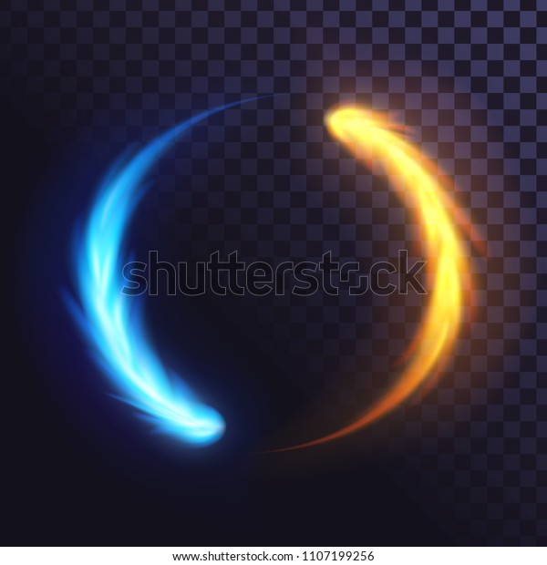 Ring Blue Yellow Flame Fiery Round Stock Vector (Royalty Free) 1107199256