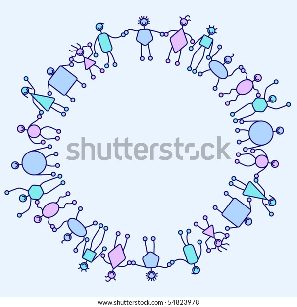 Ring Happy People Holding Hands Form Stock Vector (Royalty Free) 54823978