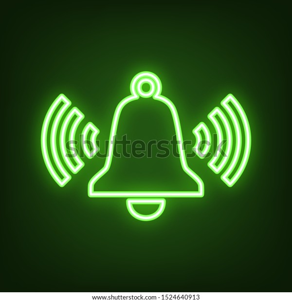 Ringing Bell Icon Green Neon Icon Stock Vector (Royalty Free ...