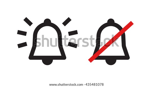Ringing Muted Bell Icons Stock Vector (Royalty Free) 435481078 ...