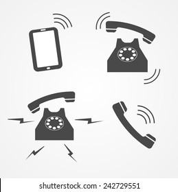 Ringing Phones Icons Set Vector Illustration Stock Vector (Royalty Free ...