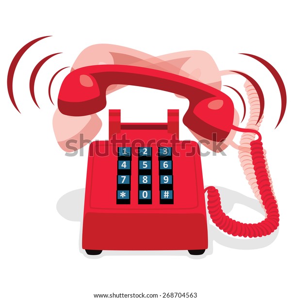 Ringing Red Stationary Phone Button Keypad Stock Vector (Royalty Free ...