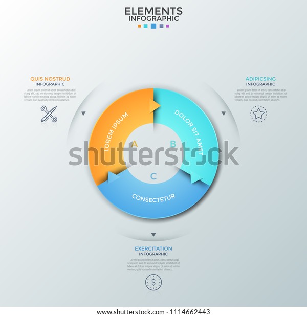 Ringlike Diagram Divided Into 3 Colorful Stock Vector (Royalty Free ...