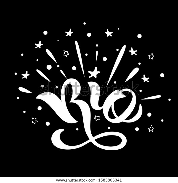 Rio City Name Handwritten Text Illustration Stock Vector (Royalty Free ...