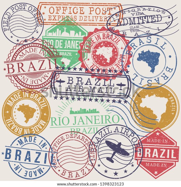 Rio De Janeiro Brazil Set of Stamps. Travel Stamp. Made In Product ...