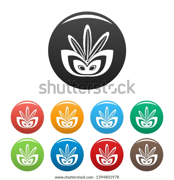 Rio Festive Mask Icons Set 9 Stock Vector (Royalty Free) 1394801978 ...