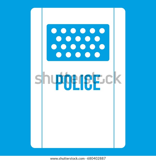 Riot Shield Icon White Isolated On Stock Vector (Royalty Free ...