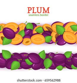 Ripe Plum Horizontal Seamless Borders Vector Stock Vector (Royalty Free ...