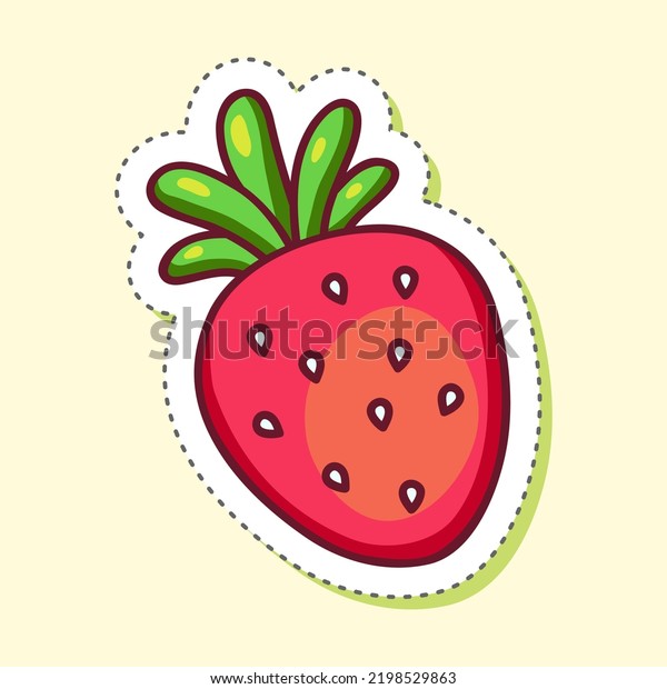Ripe Strawberry Fruit Sticker Isolated Vector Stock Vector (Royalty ...