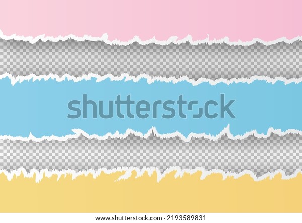 Ripped Paper Edges Transparent Background Pastel Stock Vector (Royalty ...