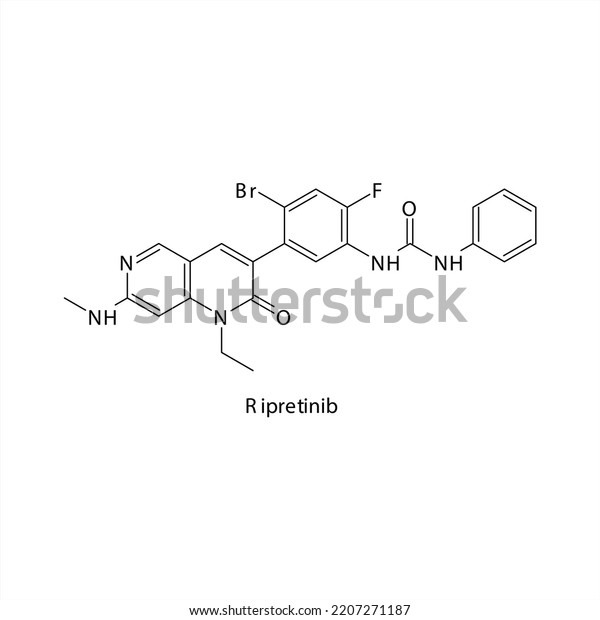 Ripretinib Molecule Flat Skeletal Structure Tyrosine: vetor stock ...