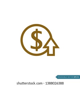 Rise Money Icon Vector Template Flat Stock Vector (Royalty Free ...