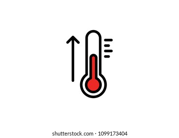Vektor Stok Temperature Rise Doodle Icon Vector Illustration (Tanpa ...