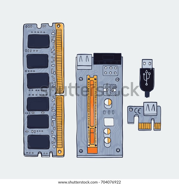 Riser Card Cheep Ram Memory Hand Stock Vector (Royalty Free) 704076922 ...