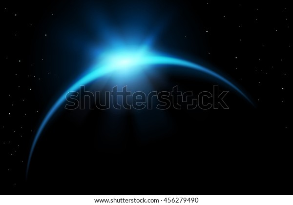 Rising Sun Behind Earth Stock Vector (Royalty Free) 456279490 ...