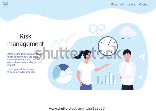 Risk Management Concept Young Employees Developing Stock Vector ...